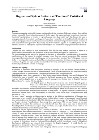 Register and style as distinct and ‘functional’ varieties of language | PDF