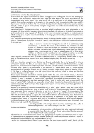 Register and style as distinct and ‘functional’ varieties of language | PDF