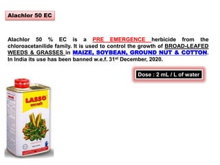 Registered herbicides in india with their commercial formulations | PPTX