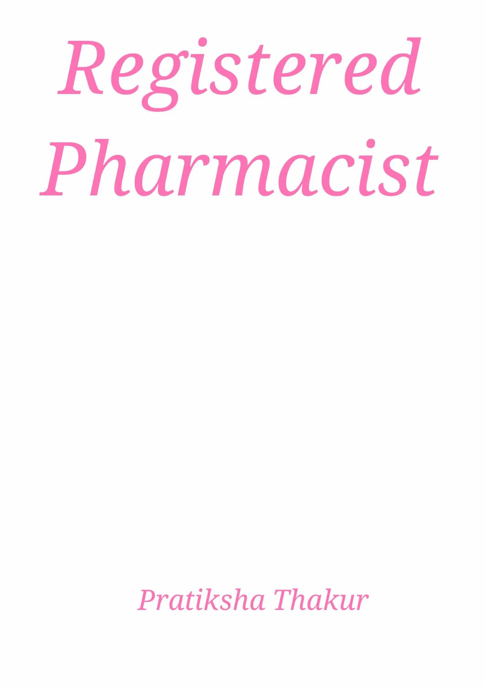 Registered Pharmacist | PDF