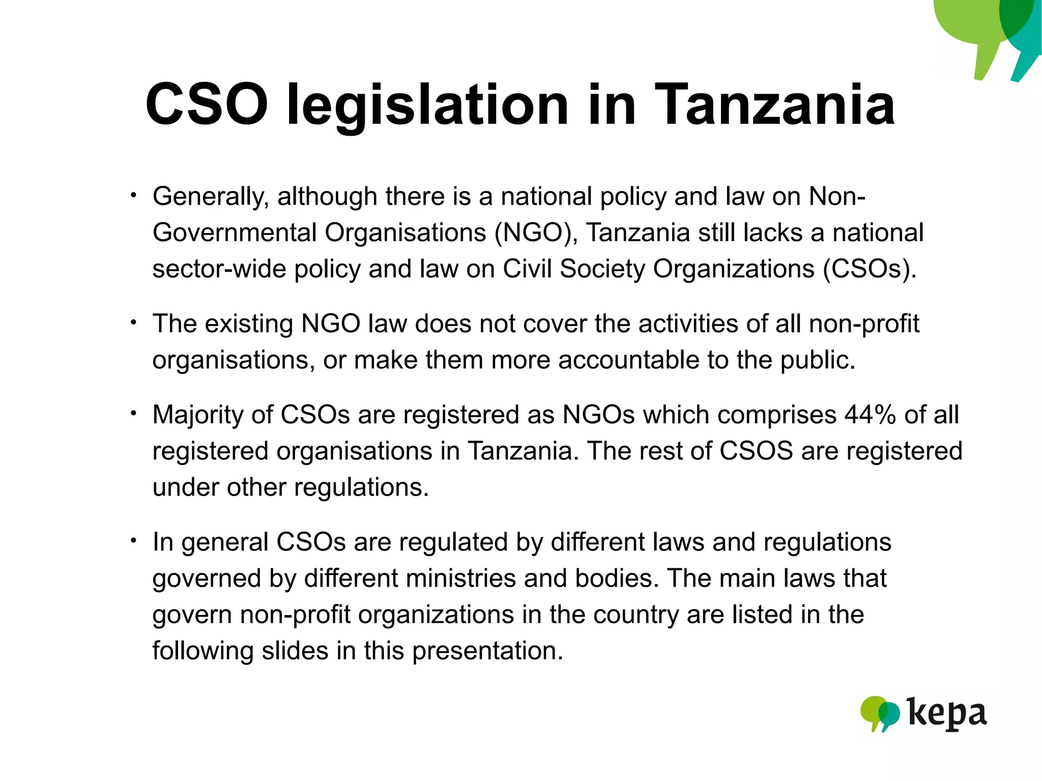 Registering CSOs in Tanzania | PDF