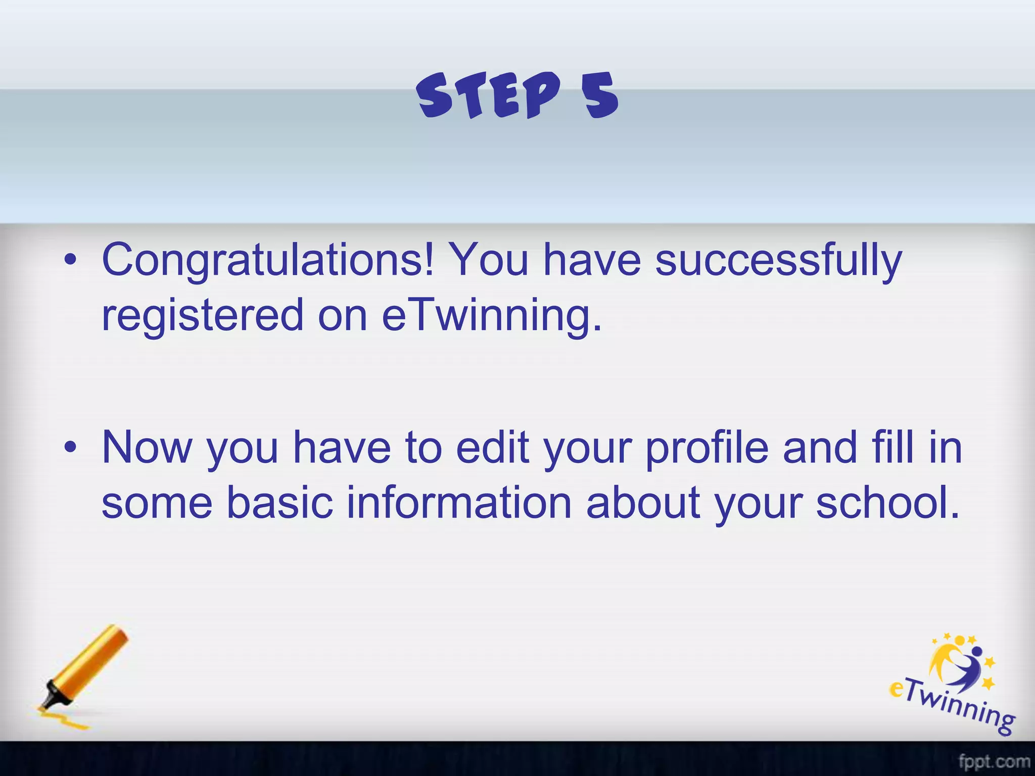 Registering on eTwinning | PPTX