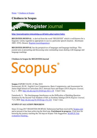 Register journal indonesia citedness in scopus | PDF