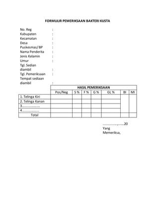Register laboratorium kusta | PPT