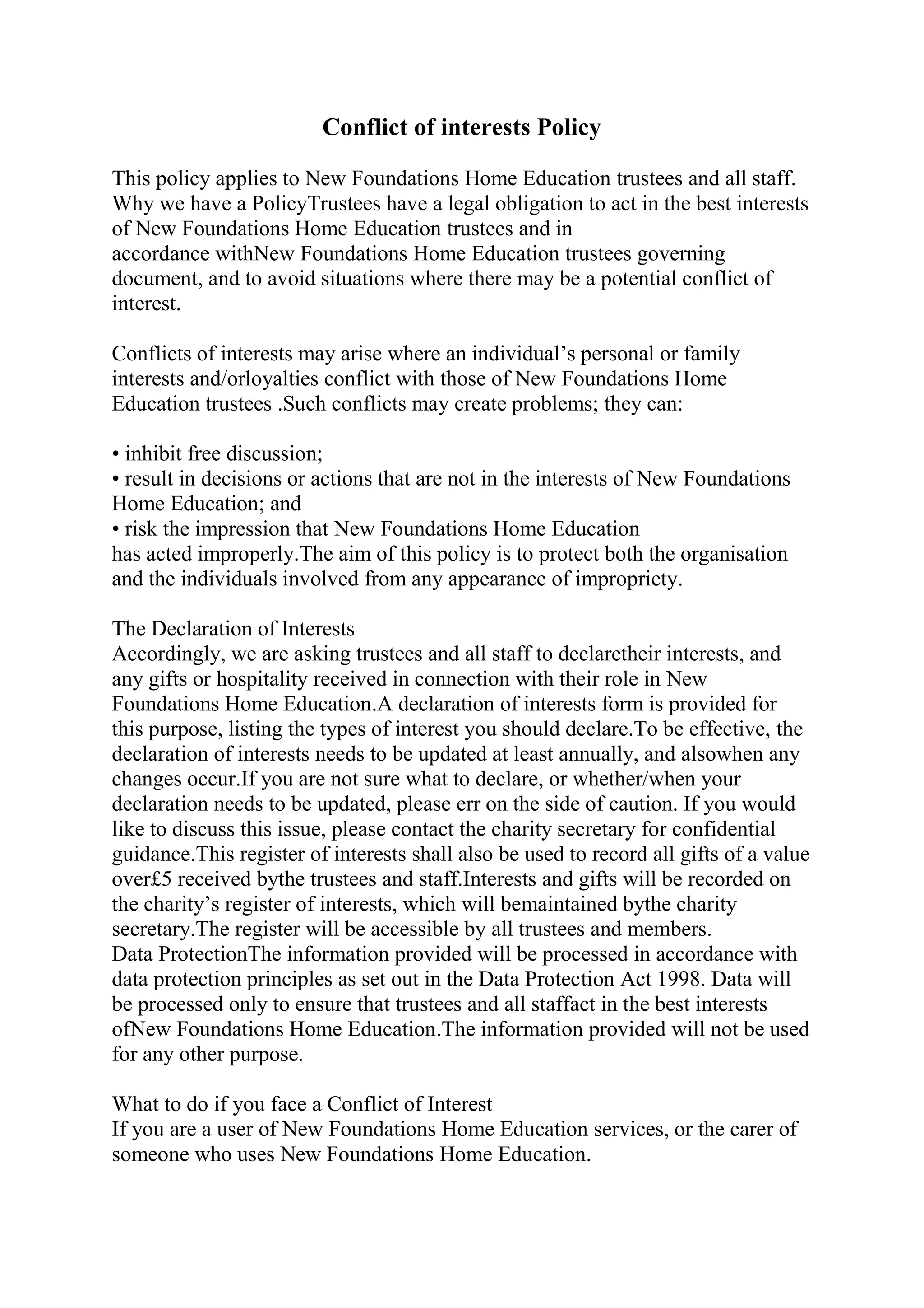 Register of conflicts | DOCX