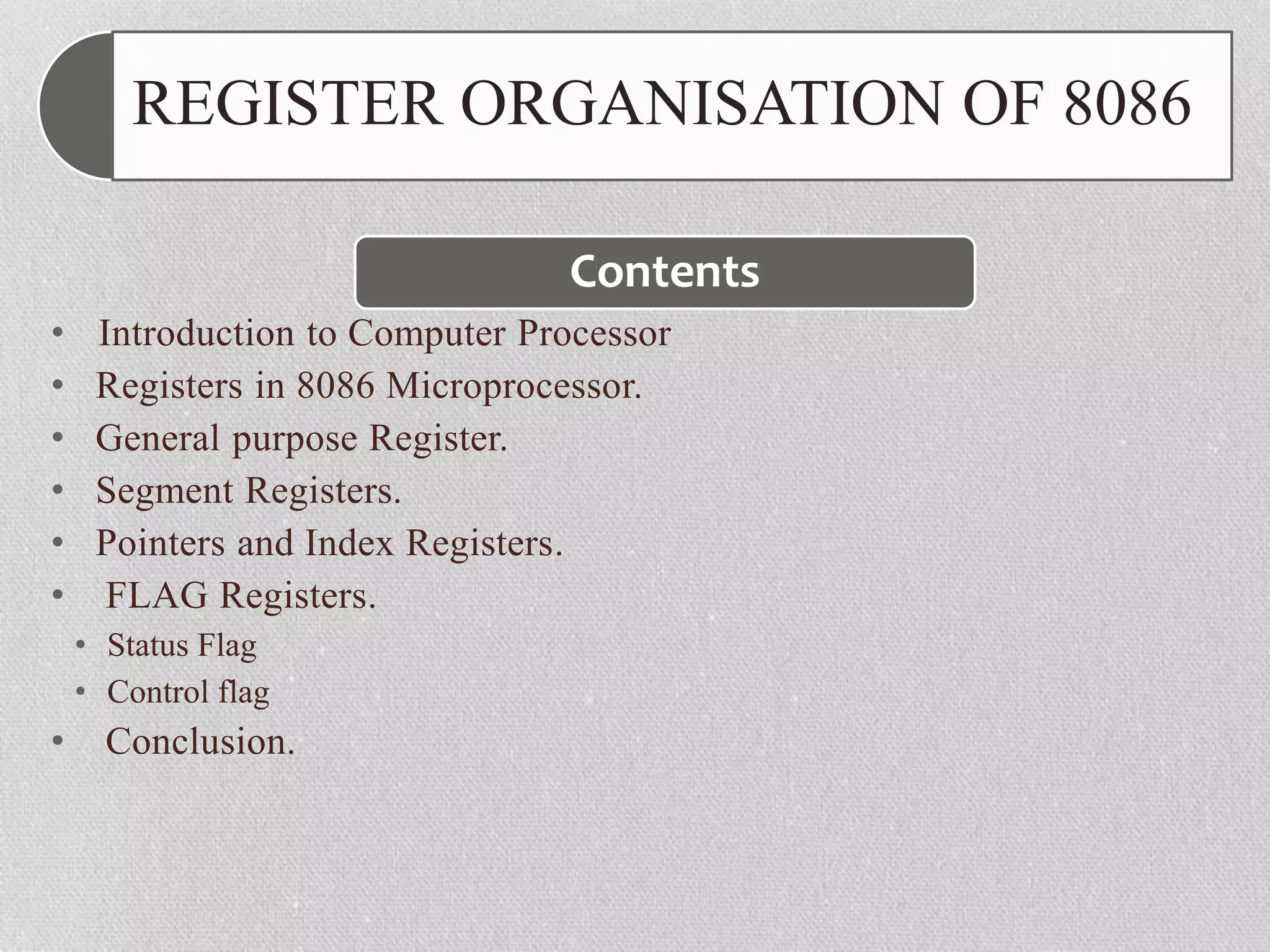 Register Organisation of 8086 Microprocessor | PPTX