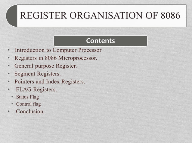 Register Organisation of 8086 Microprocessor | PPTX