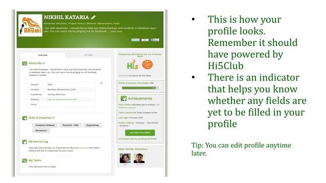 Register & Create Profile Hi5 club - ProjectHeena | PPT