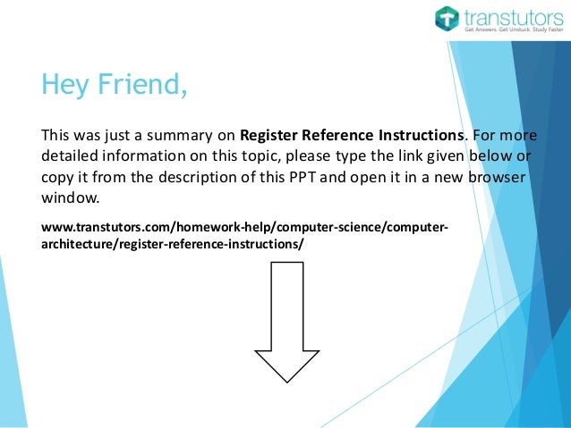Register Reference Instructions Computer Science