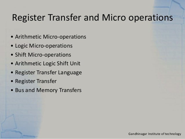 Register transfer and micro-operation