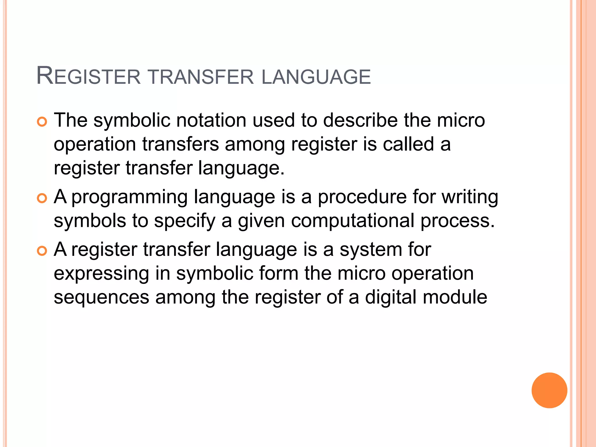 Register Transfer Language Pptx Programming Languages Computing