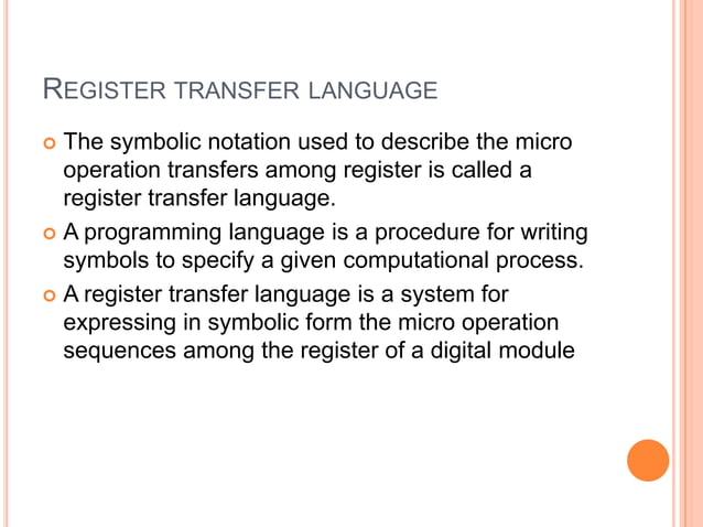 Register Transfer Language Pptx Programming Languages Computing