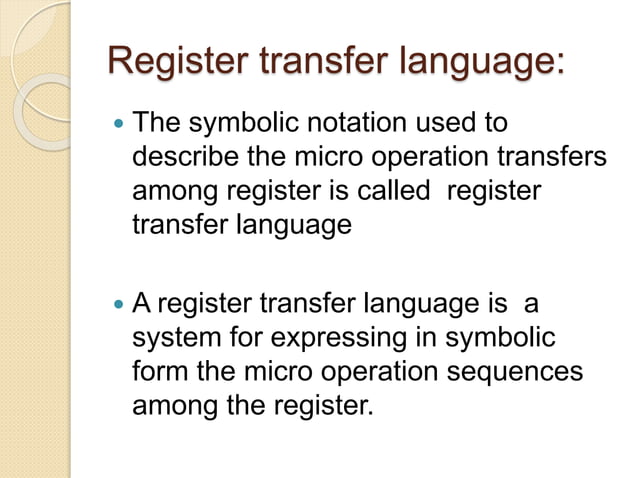 Register transfer language | PPTX | Programming Languages | Computing