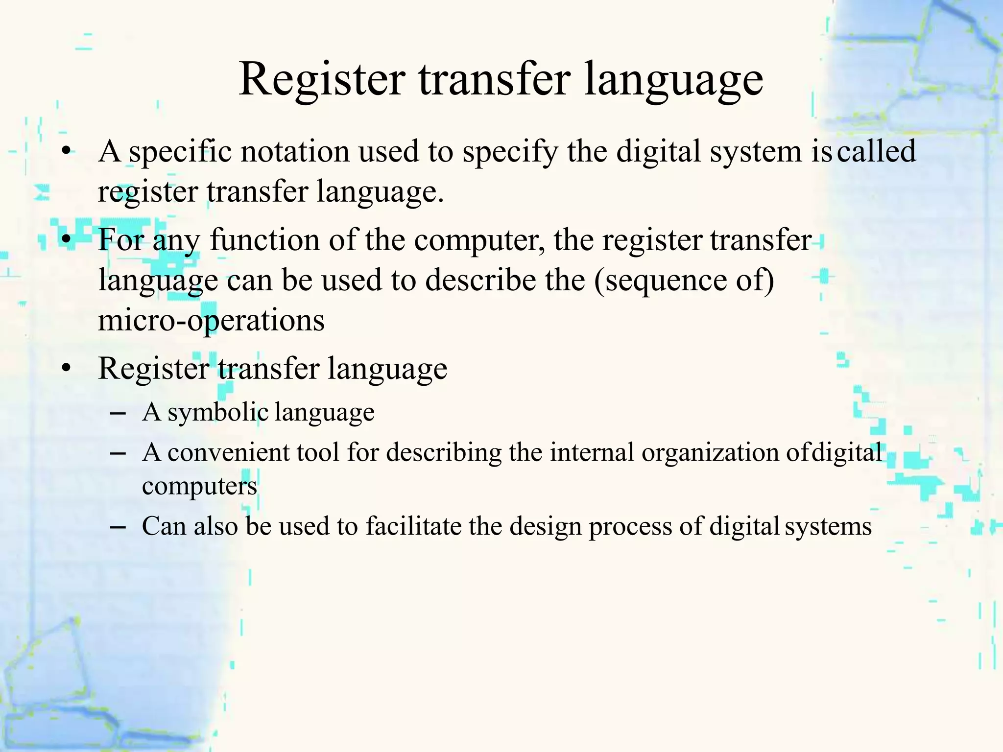Register transfer language & its micro operations | PPTX