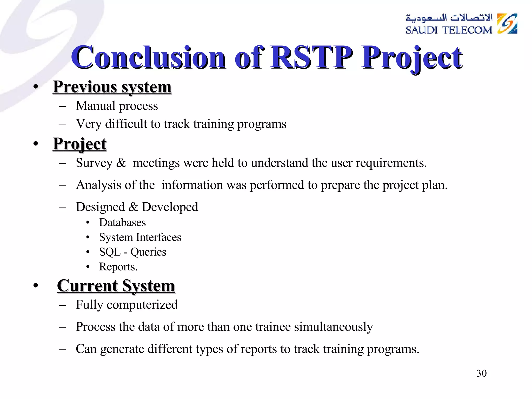Registration System for Training Program in STC | PPT