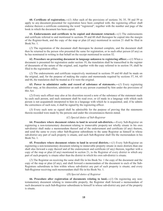 Indian registration act 1908 government of india | PDF