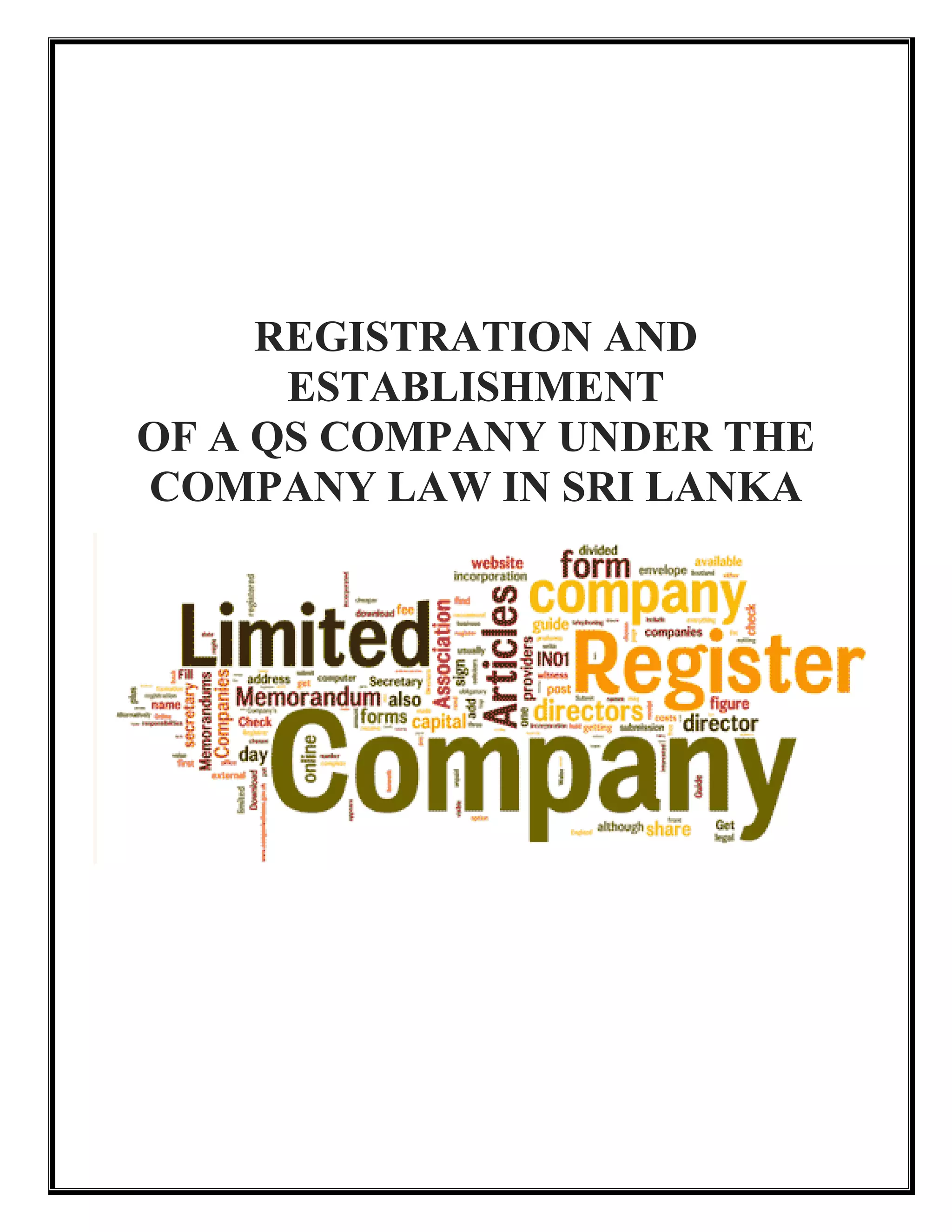 Registration and establishment of qs company in sri lanka | PDF