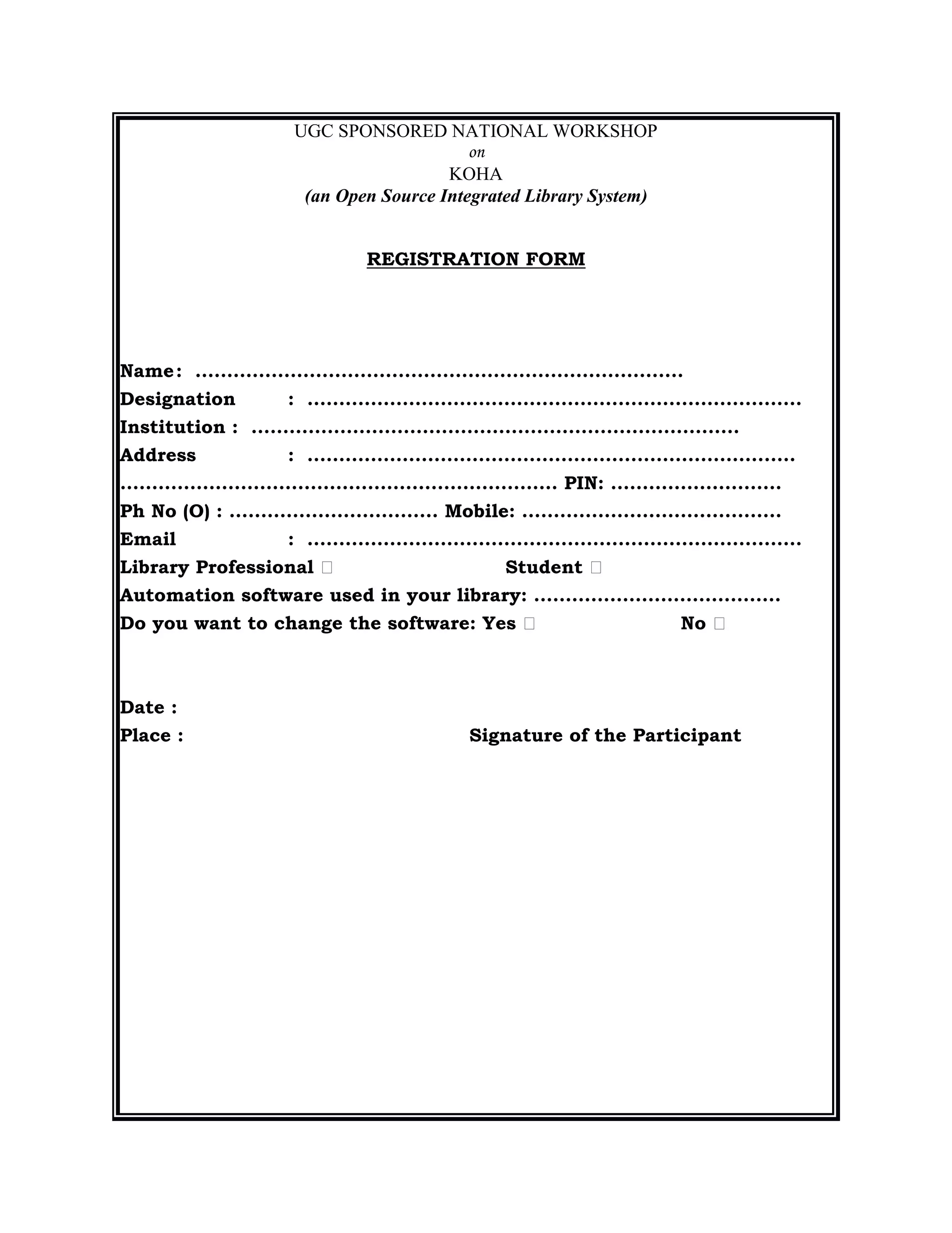 Registration form Koha workshop | DOCX
