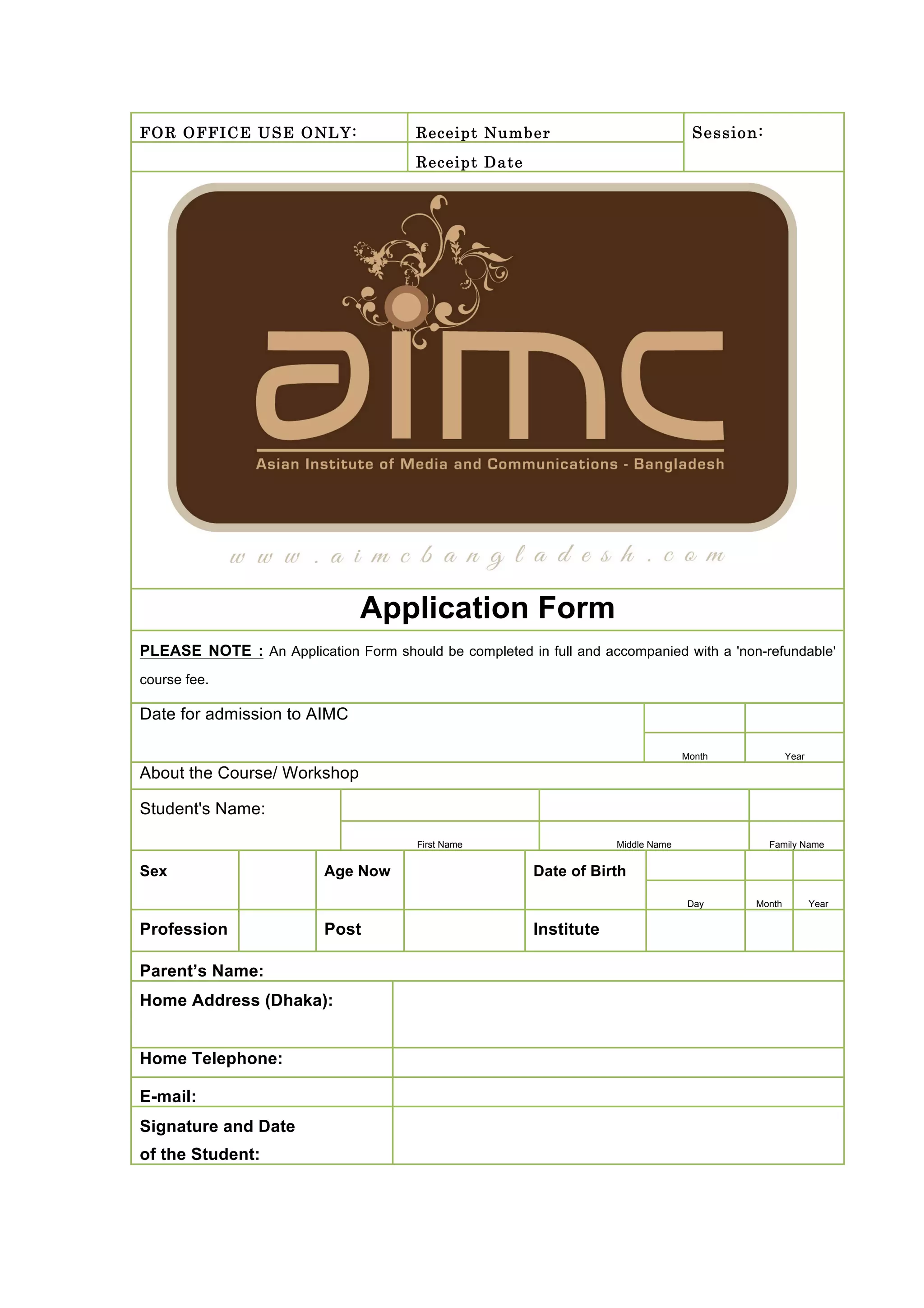 Registration form aimc | PDF