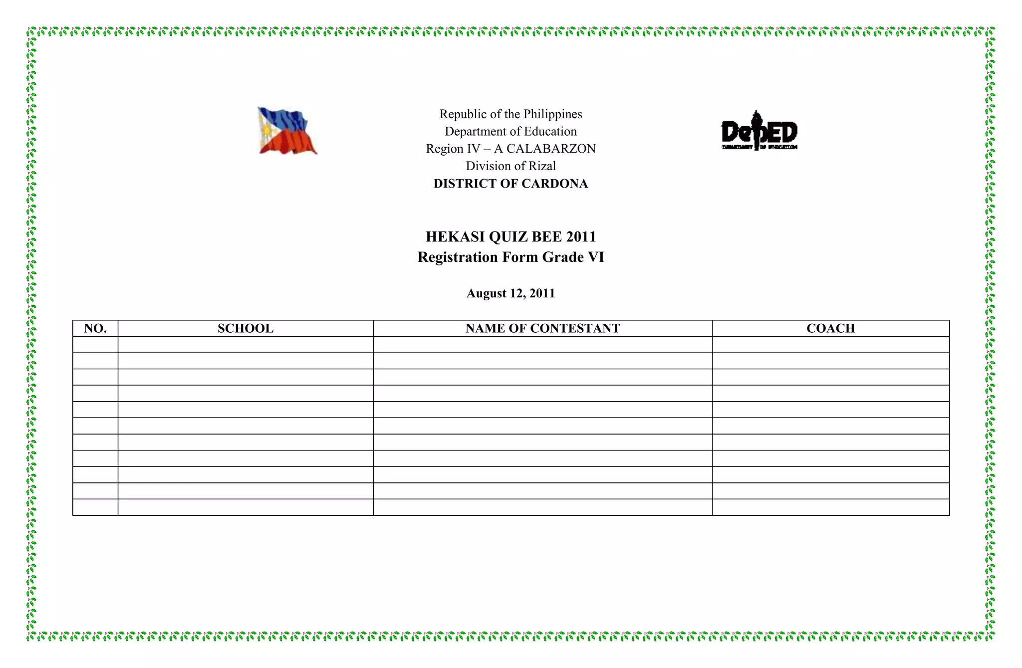 Registration form hekasi | PPT