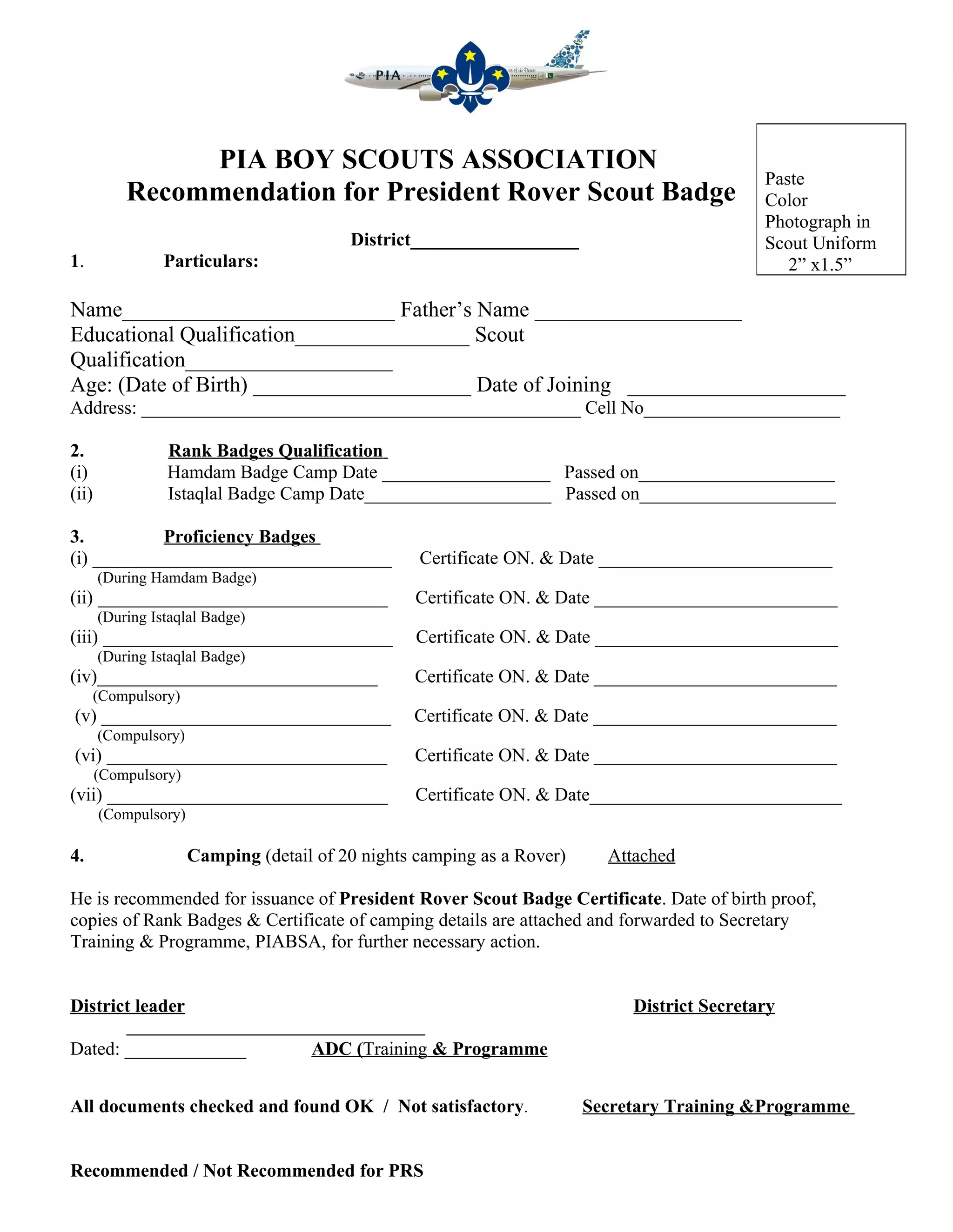 Registration form prs | DOC
