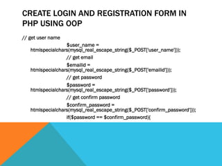 Login and Registration form using oop in php | PDF