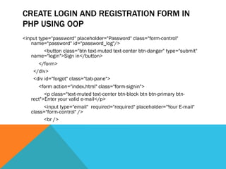 Login and Registration form using oop in php | PDF