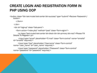 Login and Registration form using oop in php | PDF