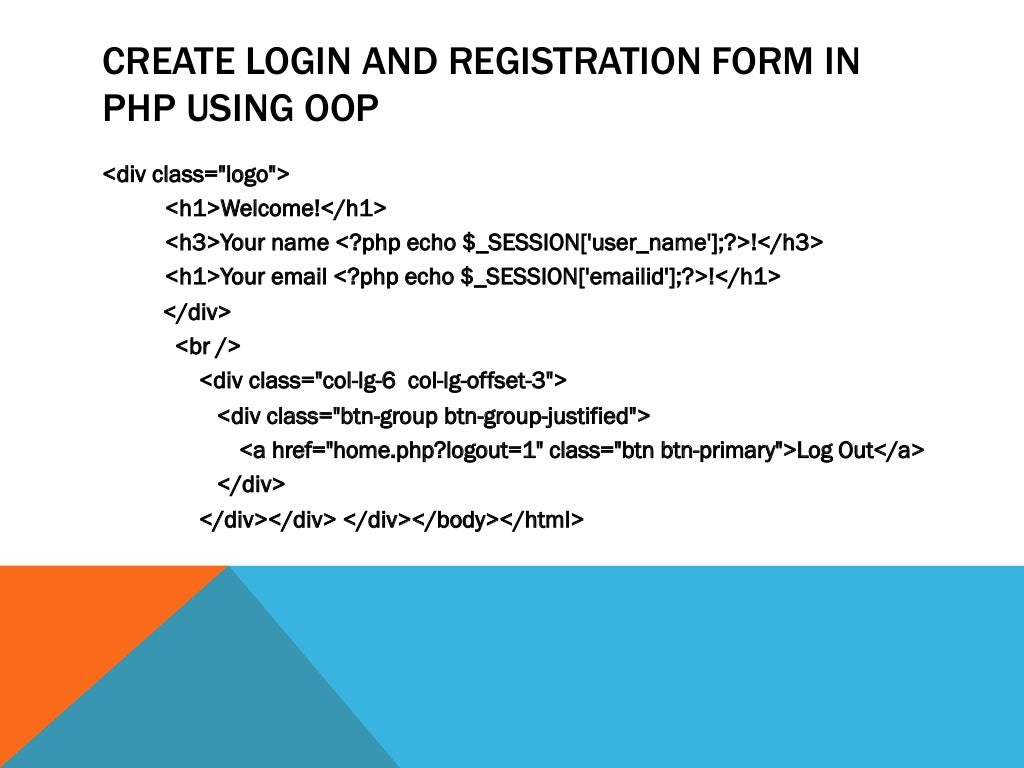Login and Registration form using oop in php