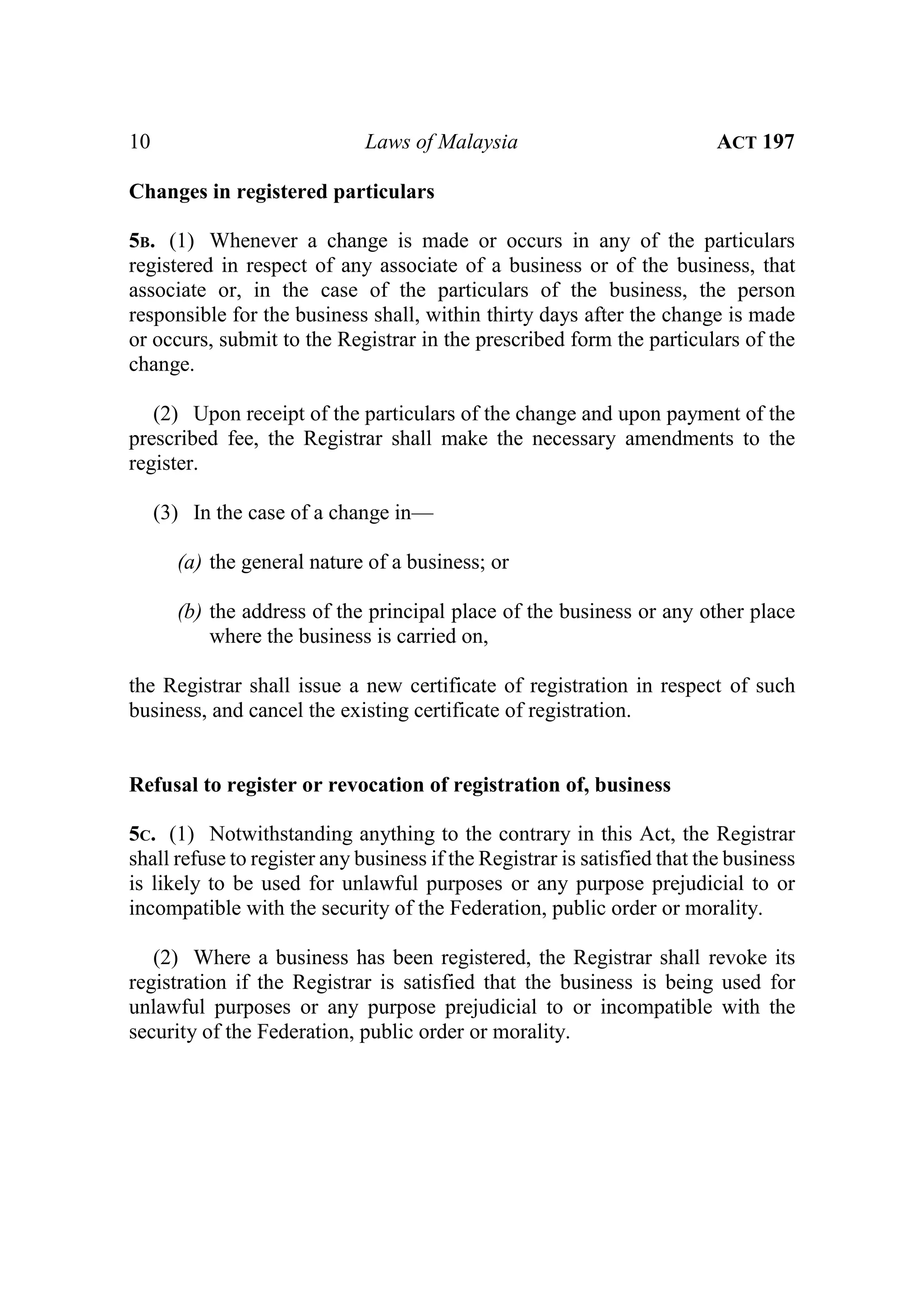 Registration of Business Act 1956 | PDF