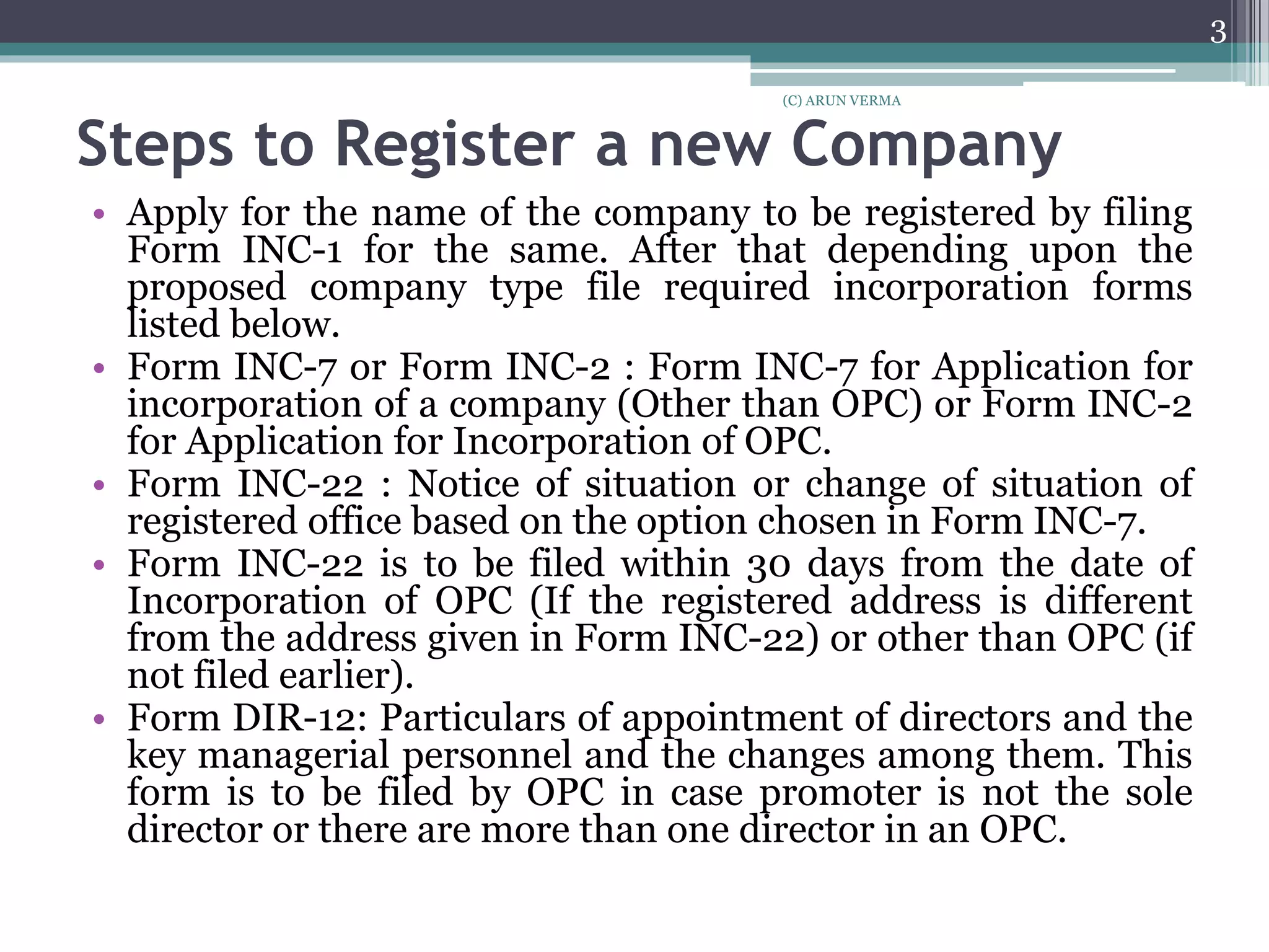 Registration of companies | PPTX