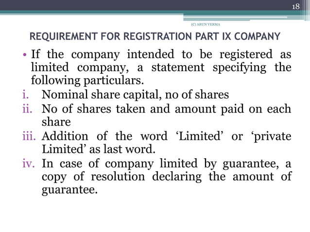 Registration of companies | PPTX