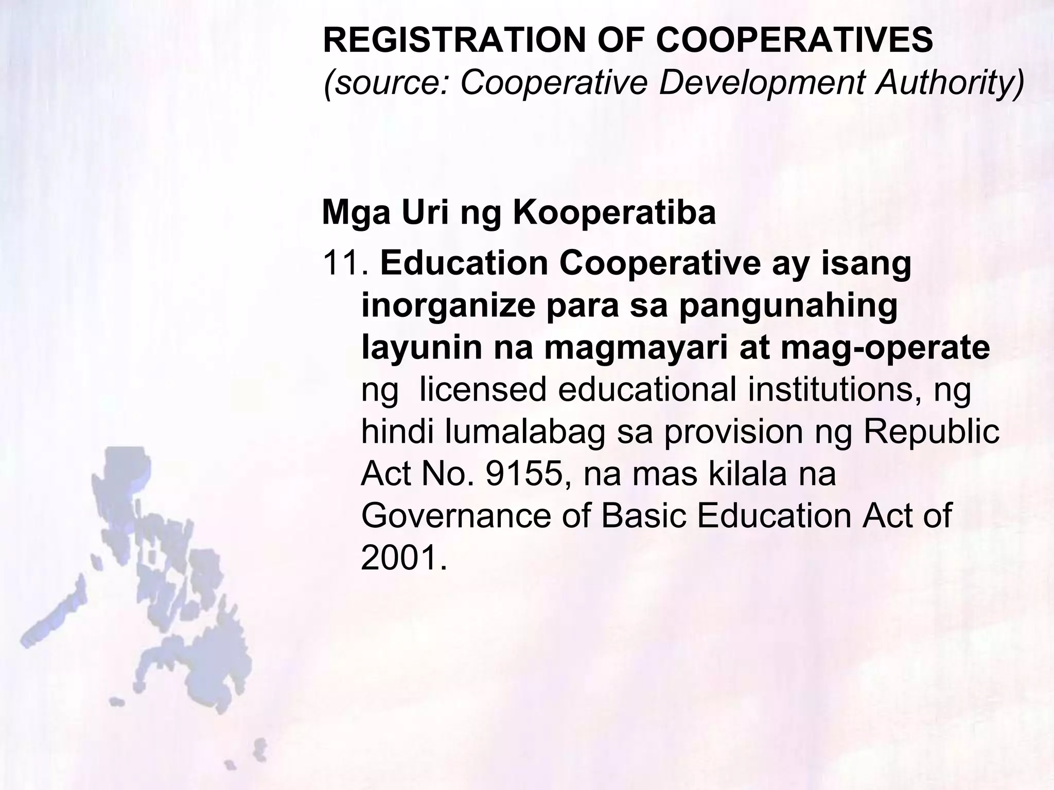 Registration of Cooperatives Tagalog | PPTX