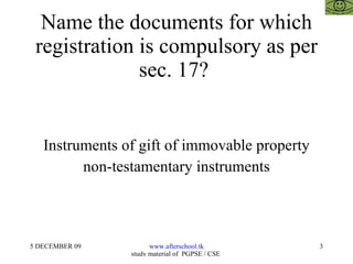 Registration of documents | ODP