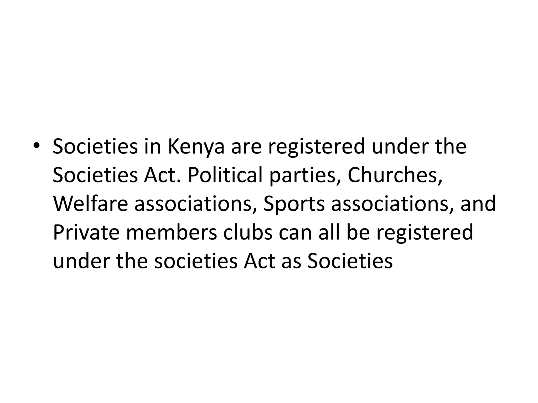 Registration of society in Kenya | PPTX