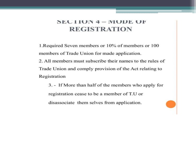 REGISTRATION OF TRADE UNION.pptx | Law