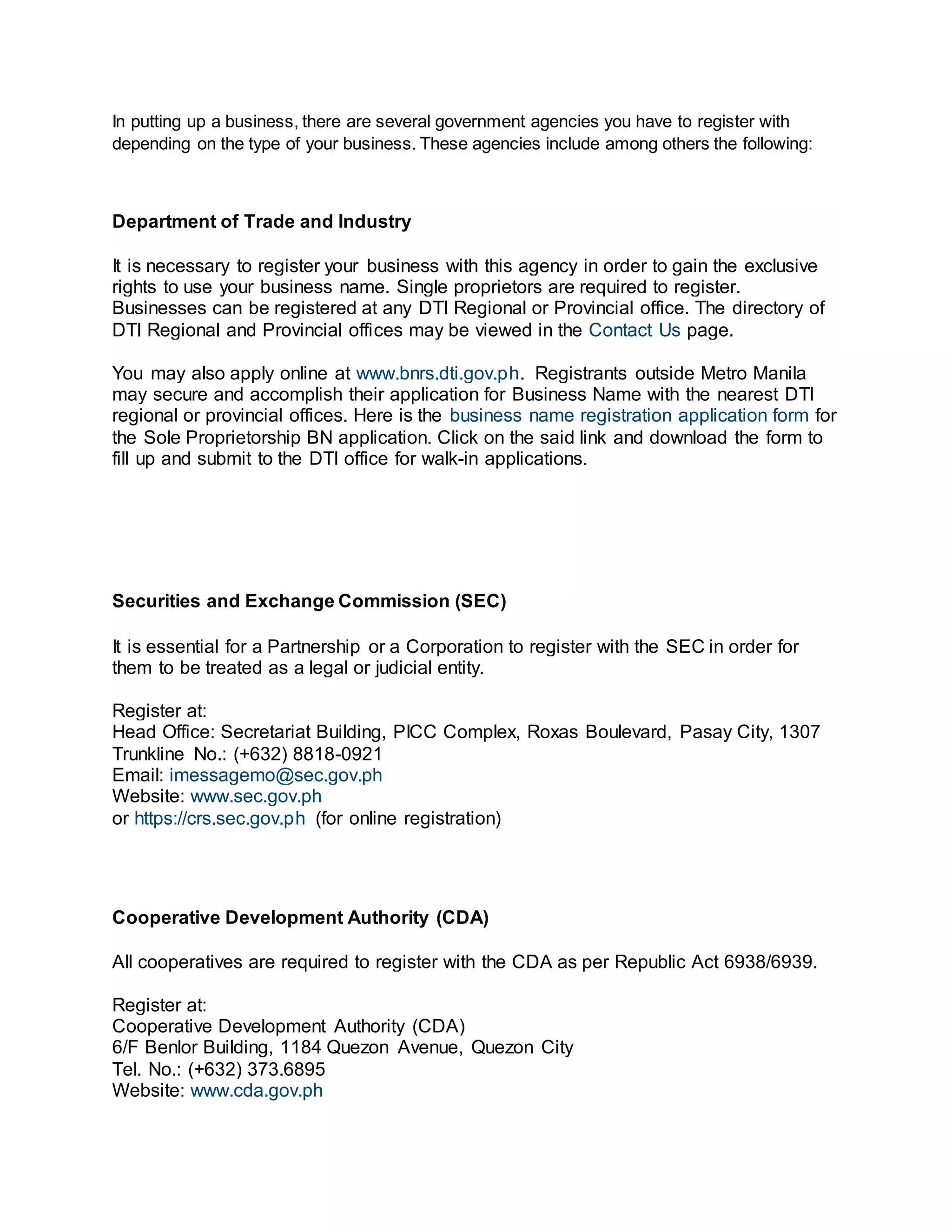 CONCISE Version Philippine Business Permits & Registration | PDF