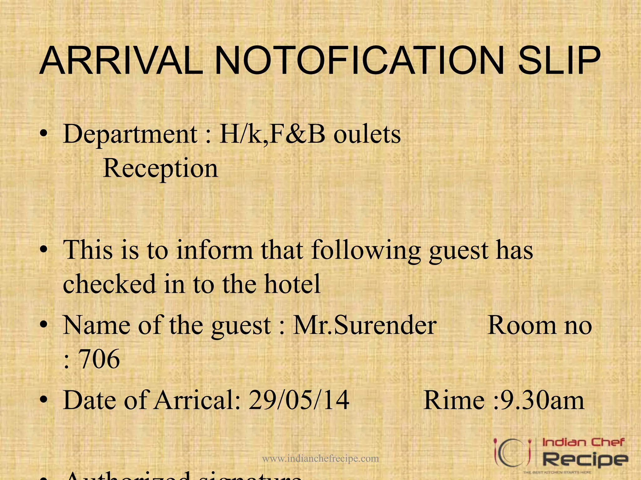 REGISTRATION PROCEDURES OF FRONT OFFICE IN HOTEL | PPTX