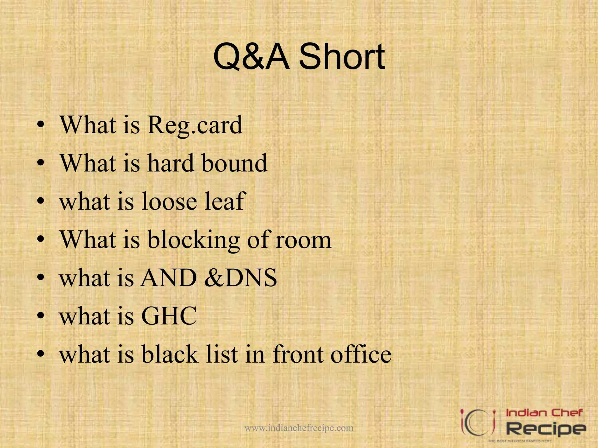 REGISTRATION PROCEDURES OF FRONT OFFICE IN HOTEL | PPTX