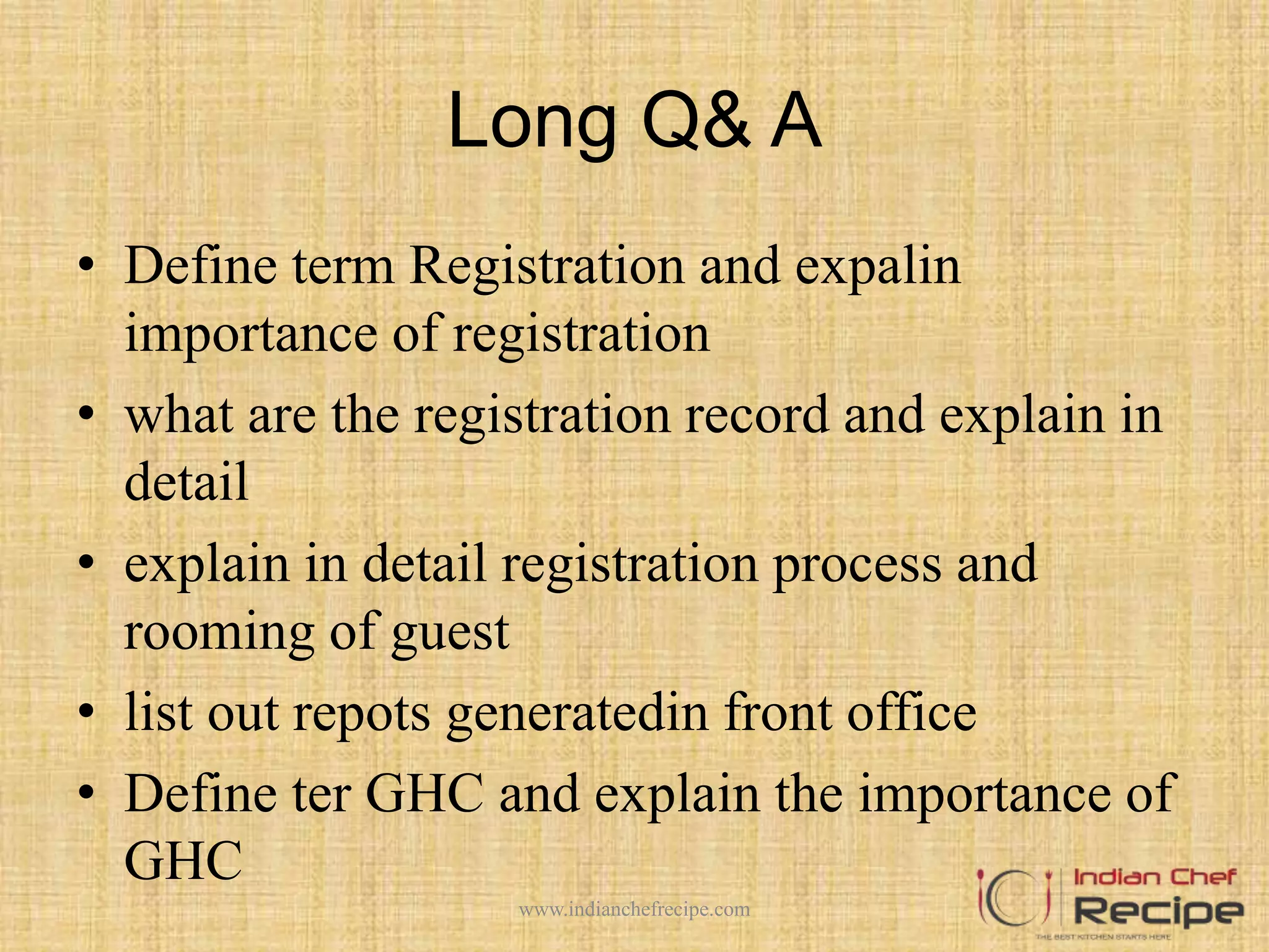 REGISTRATION PROCEDURES OF FRONT OFFICE IN HOTEL | PPTX