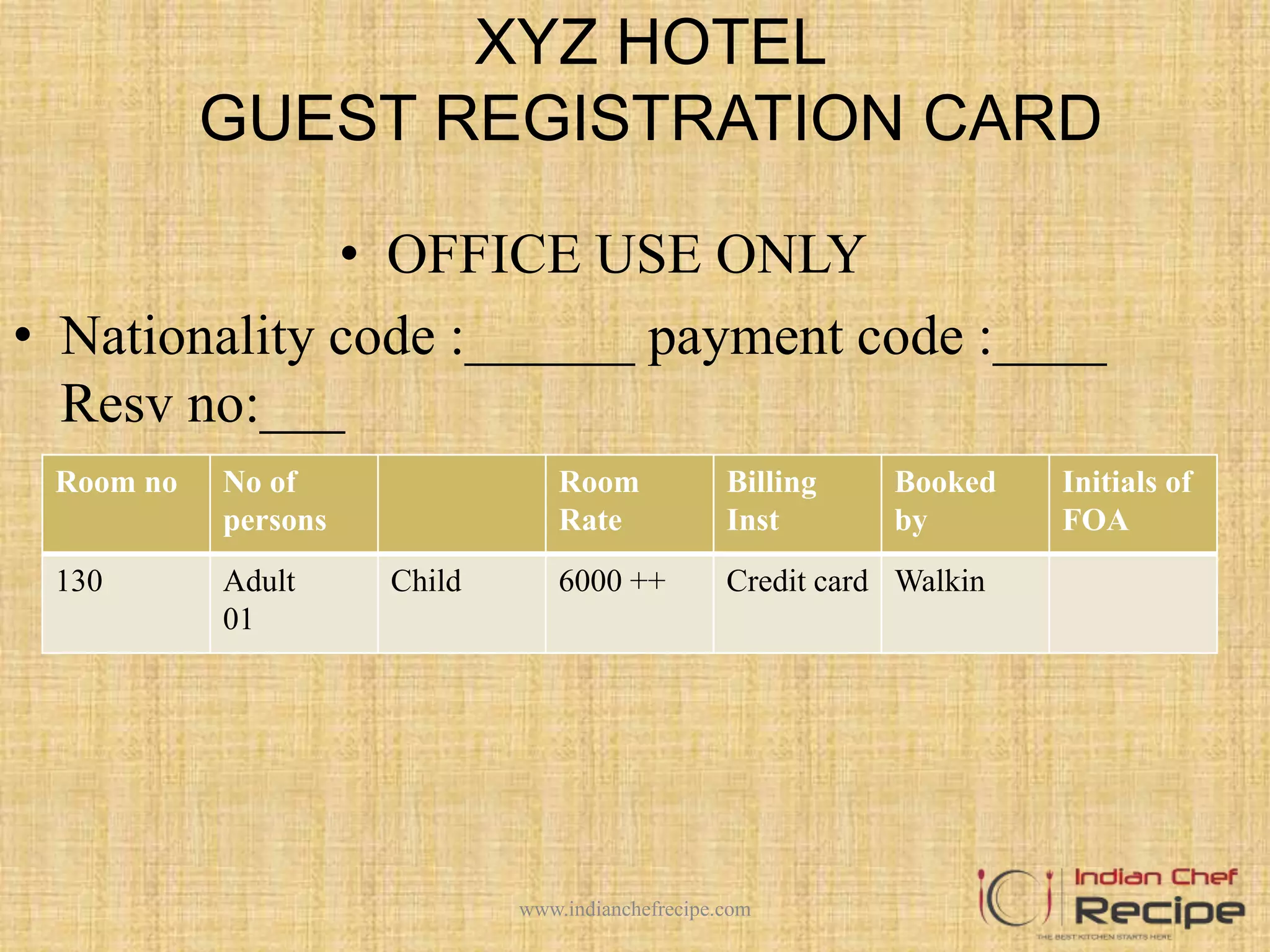 REGISTRATION PROCEDURES OF FRONT OFFICE IN HOTEL | PPTX