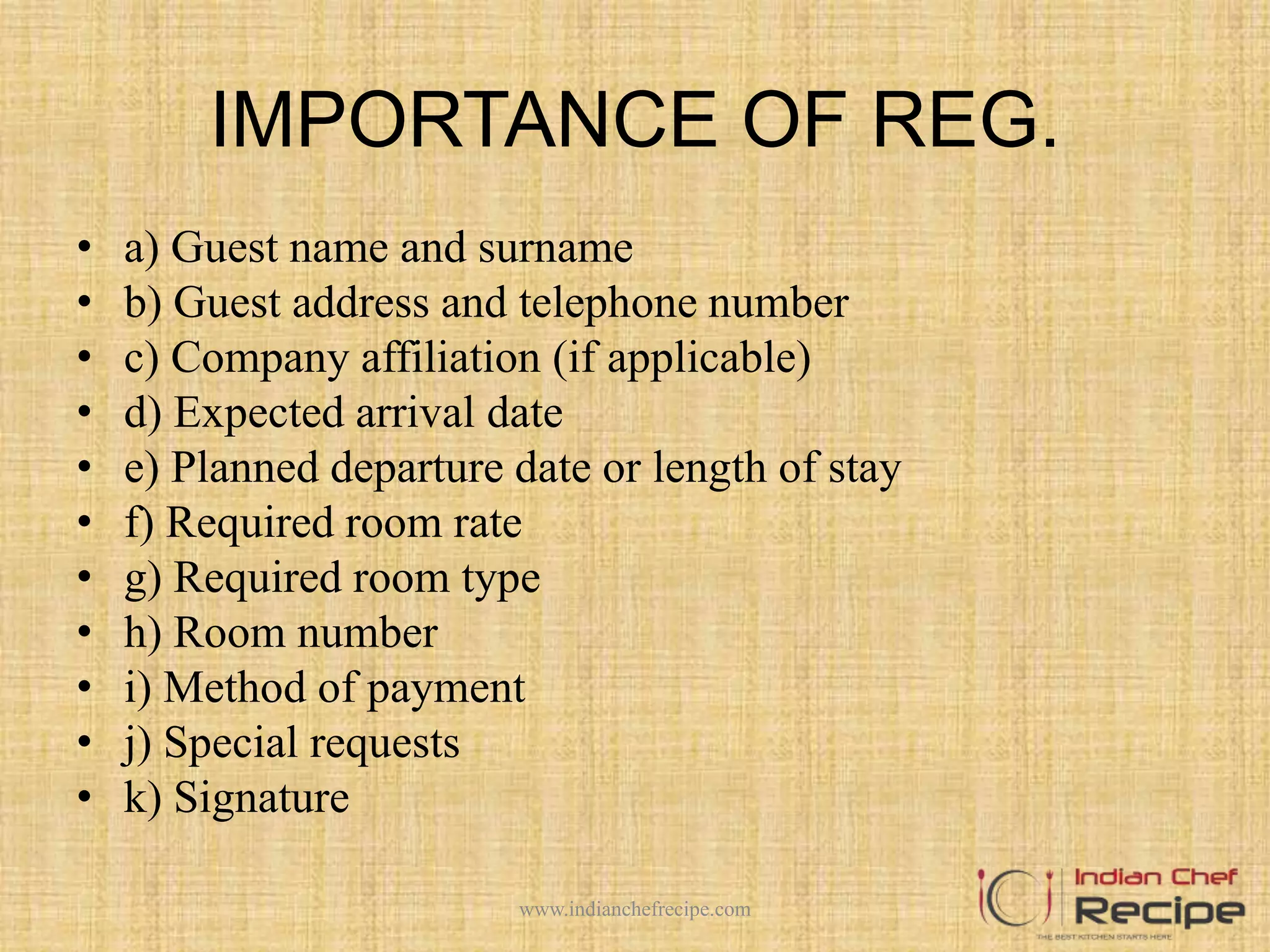 REGISTRATION PROCEDURES OF FRONT OFFICE IN HOTEL | PPTX
