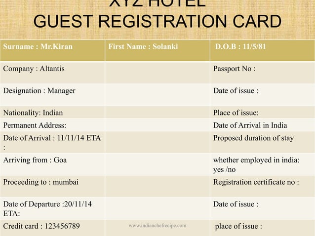 REGISTRATION PROCEDURES OF FRONT OFFICE IN HOTEL | PPTX