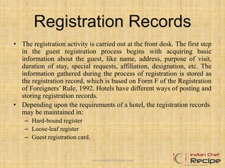 REGISTRATION PROCEDURES OF FRONT OFFICE IN HOTEL | PPTX