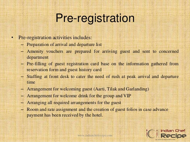 REGISTRATION PROCEDURES OF FRONT OFFICE IN HOTEL