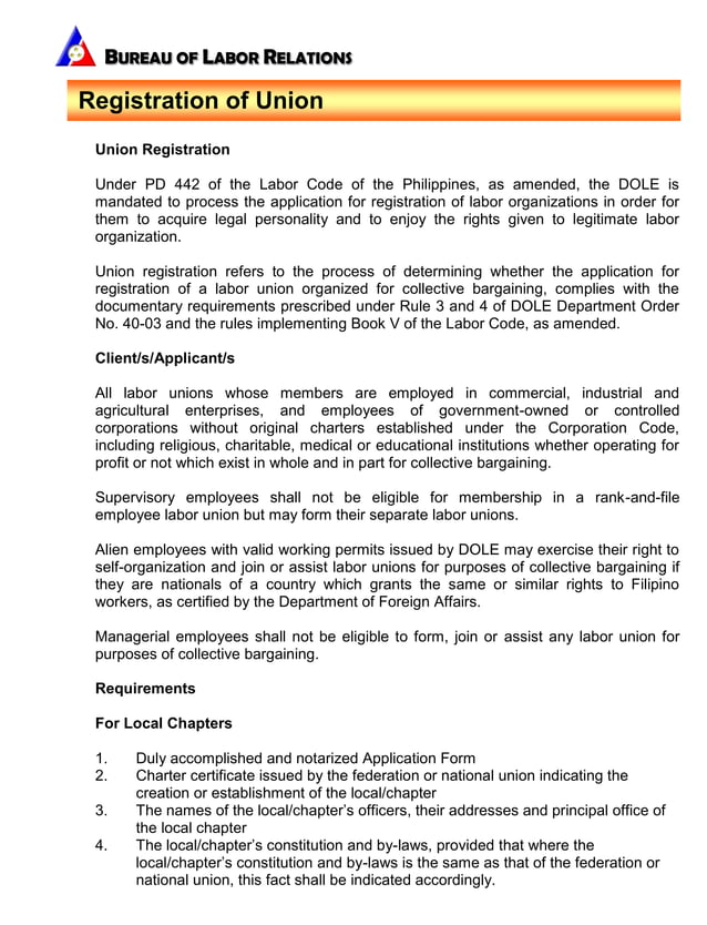 How to Register a Labor Union | PDF | Resume Writing and Advice | Job ...