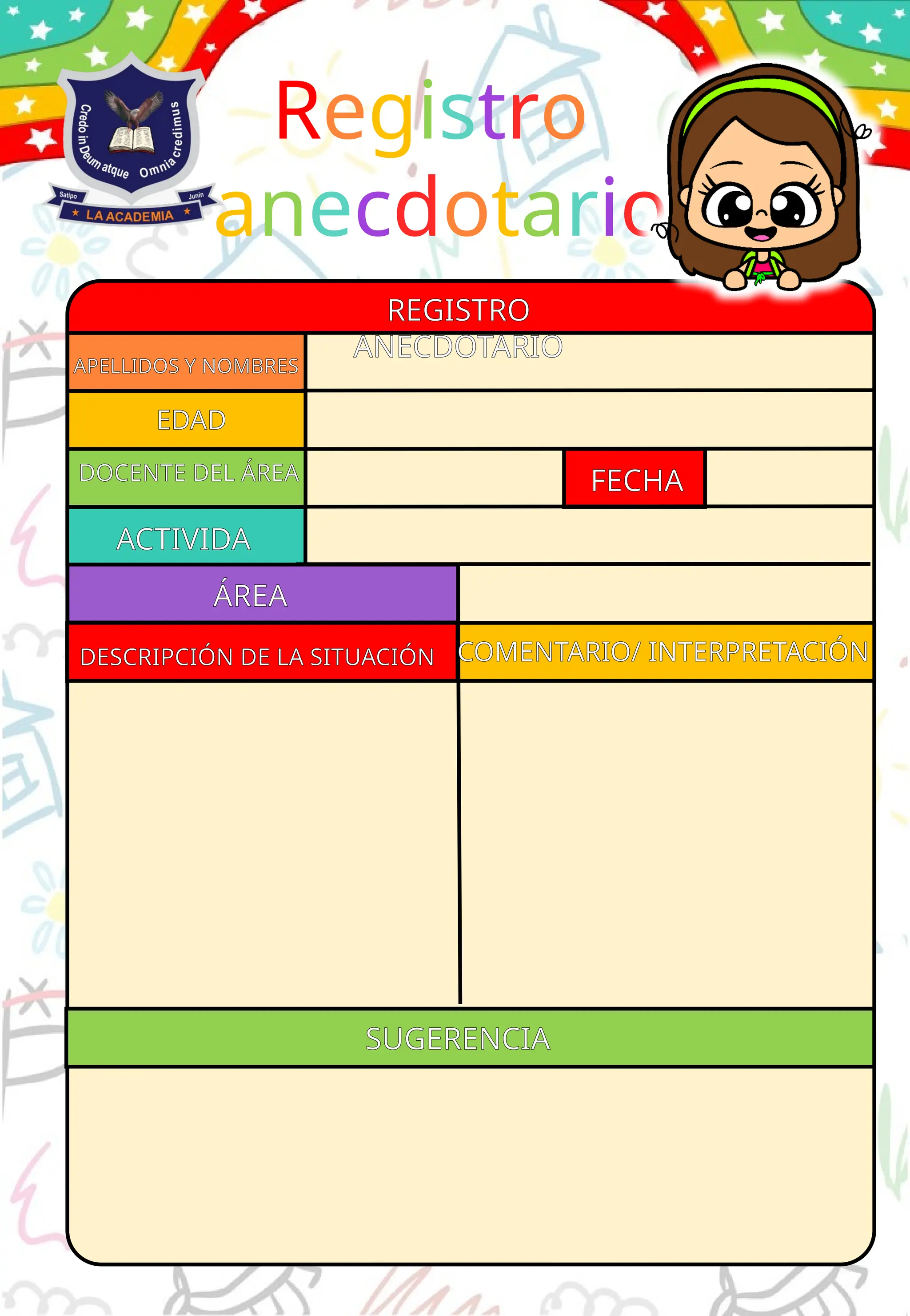 Registro Anecdotario PRIMARIA para imprimir | PPTX