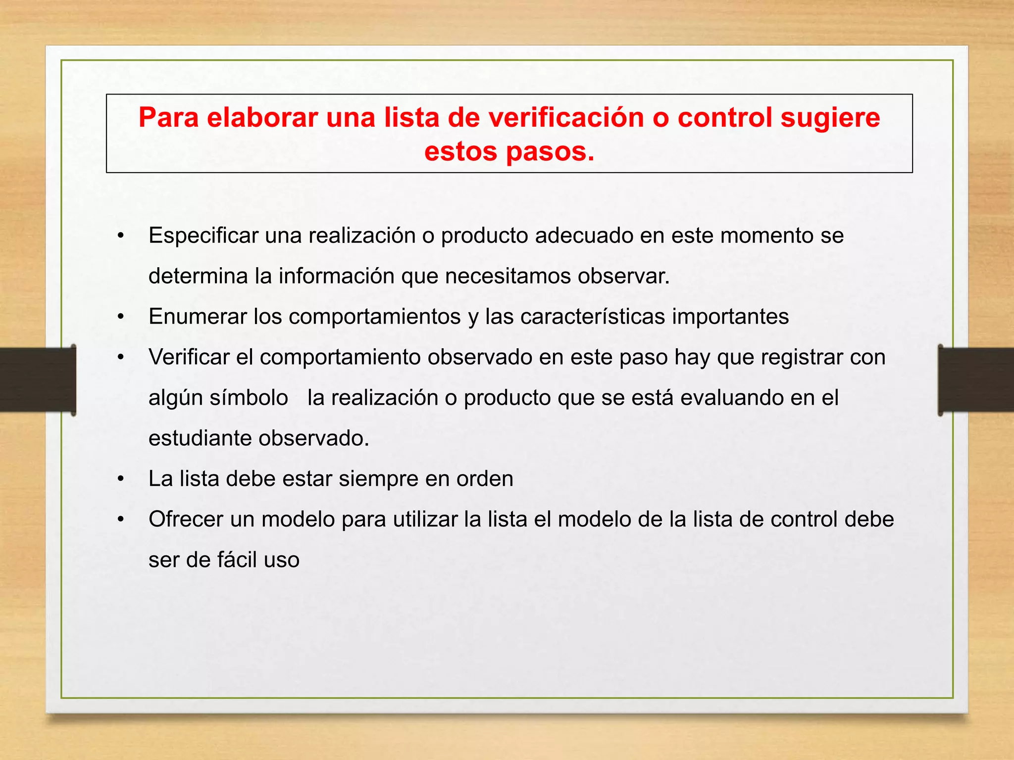 INSTRUMENTOS DE OBSERVACIÓN Registro anecdotico lista de verificacion | PPT