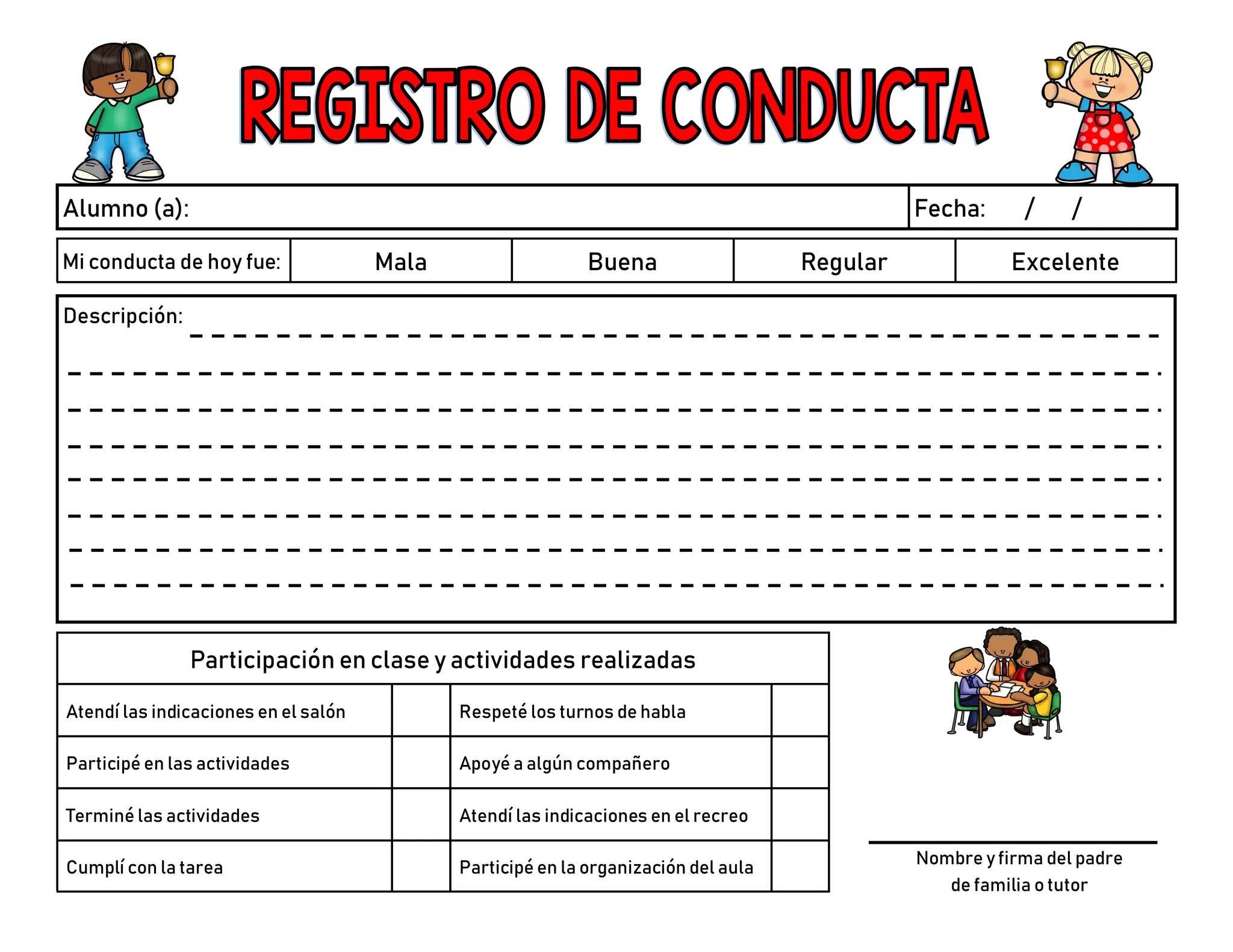 Registro De Conducta MEX (1).pdf para alumnos | PDF