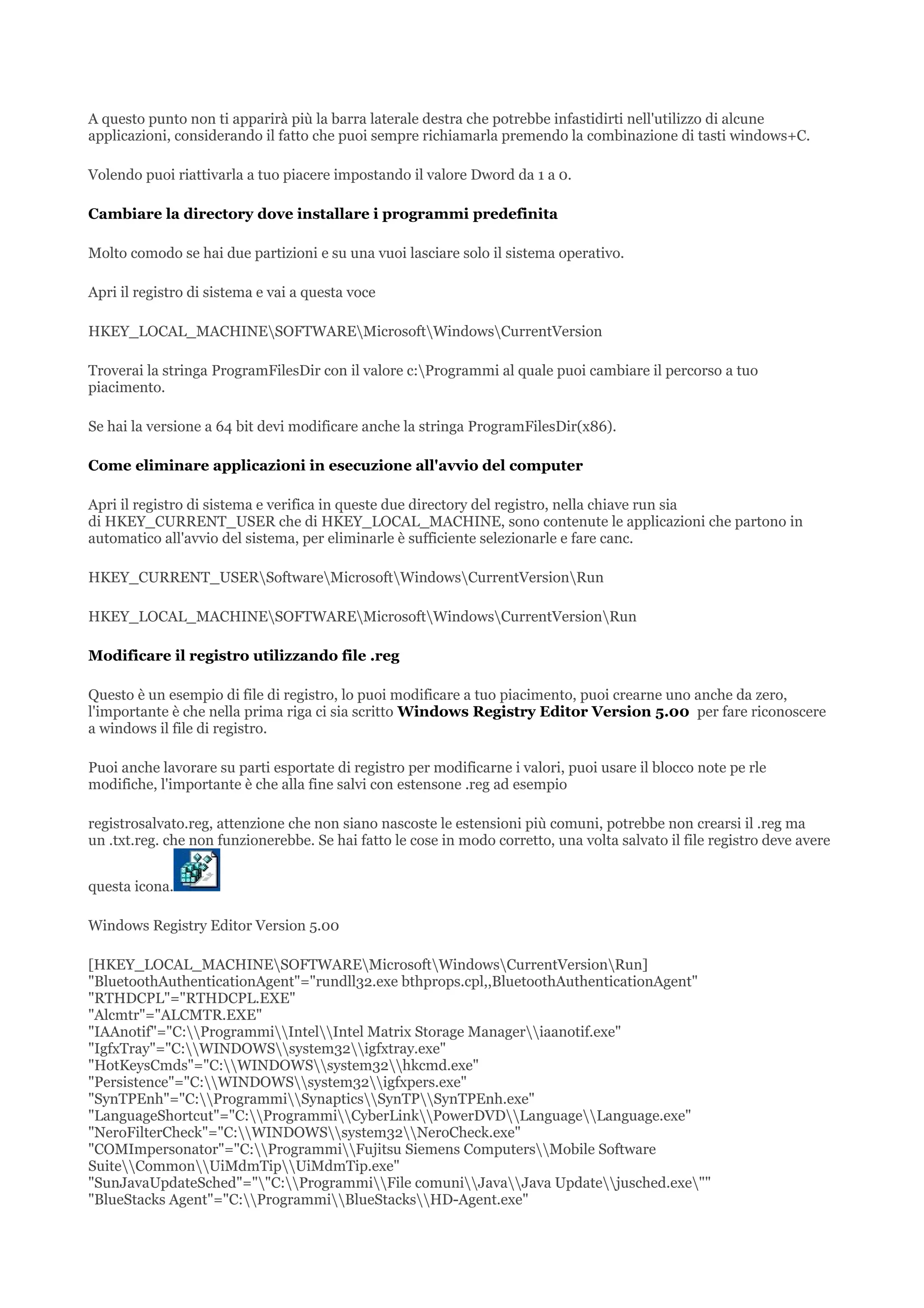 Registro di sistema tutti i segreti | DOC